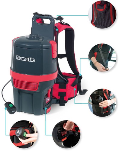 Numatic Rugstofzuiger RSB150 NX Snoerloos - GK