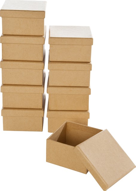Doos karton Folia mini 7,5x7,5x4,5cm 10 stuks kraft - GK