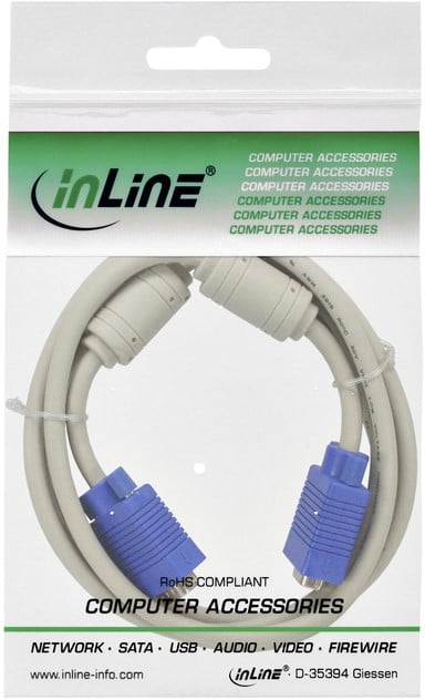 Kabel Inline S VGA 15HD M-M 2 meter beige en blauw - GK