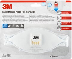 Stofmasker 3M Aura voor schuren 9322 FFP2 met ventiel 2 stuks - GK
