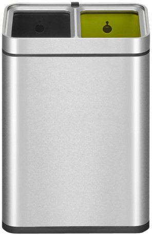 Afvalbak EKO Laguna Slim met inwerpopening 2x10liter RVS - GK