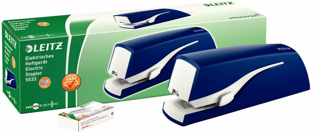 Nietmachine Leitz NeXXt elektrisch flatclinch 20 vel blauw - GK