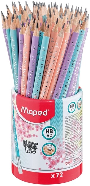 Potlood Maped Black'Peps met gum pot à 72 stuks pastel - GK