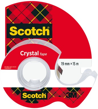 Plakband Scotch Crystal 600 19mmx15m transparant + handdispenser - GK