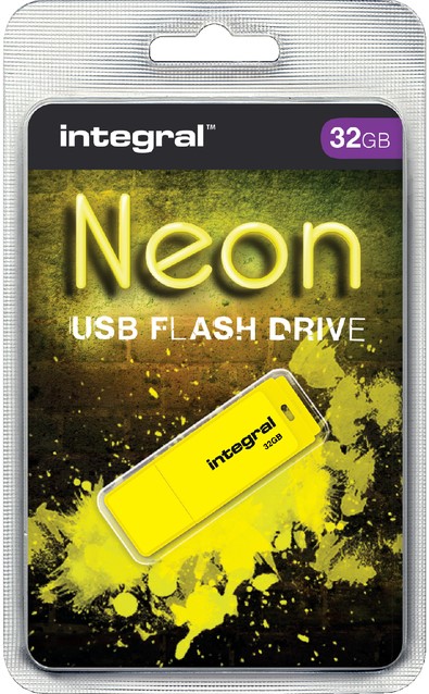 USB-stick 2.0 Integral 32GB neon geel - GK