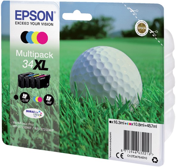 Inktcartridge Epson 34XL T3476 zwart + 3 kleuren - GK