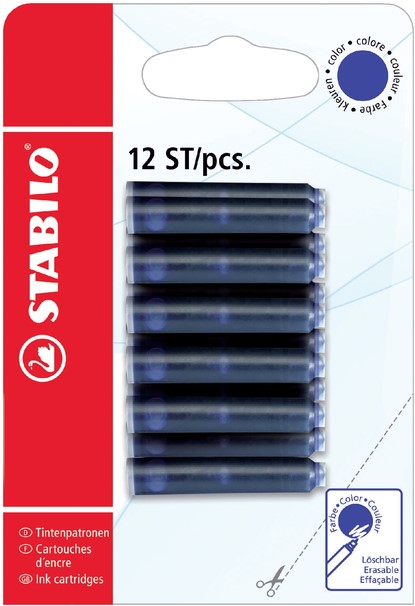 Inktpatroon STABILO blauw blister à 12 stuks - GK