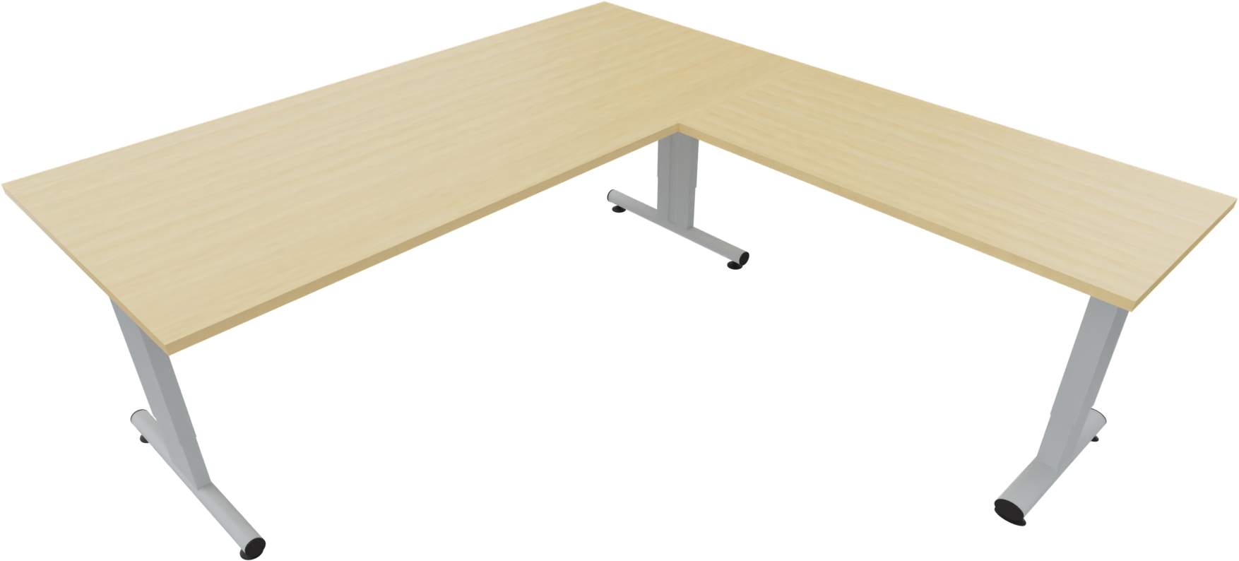 Hoekbureau 3331 smal - 200 x 90/60 x 80 cm. - Alu - Beuken - GK