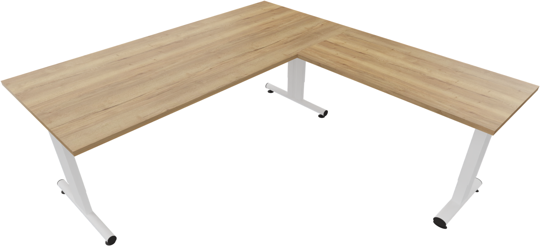 Hoekbureau 3331 smal - 200 x 90/60 x 80 cm. - Wit - Eiken YT49a - GK