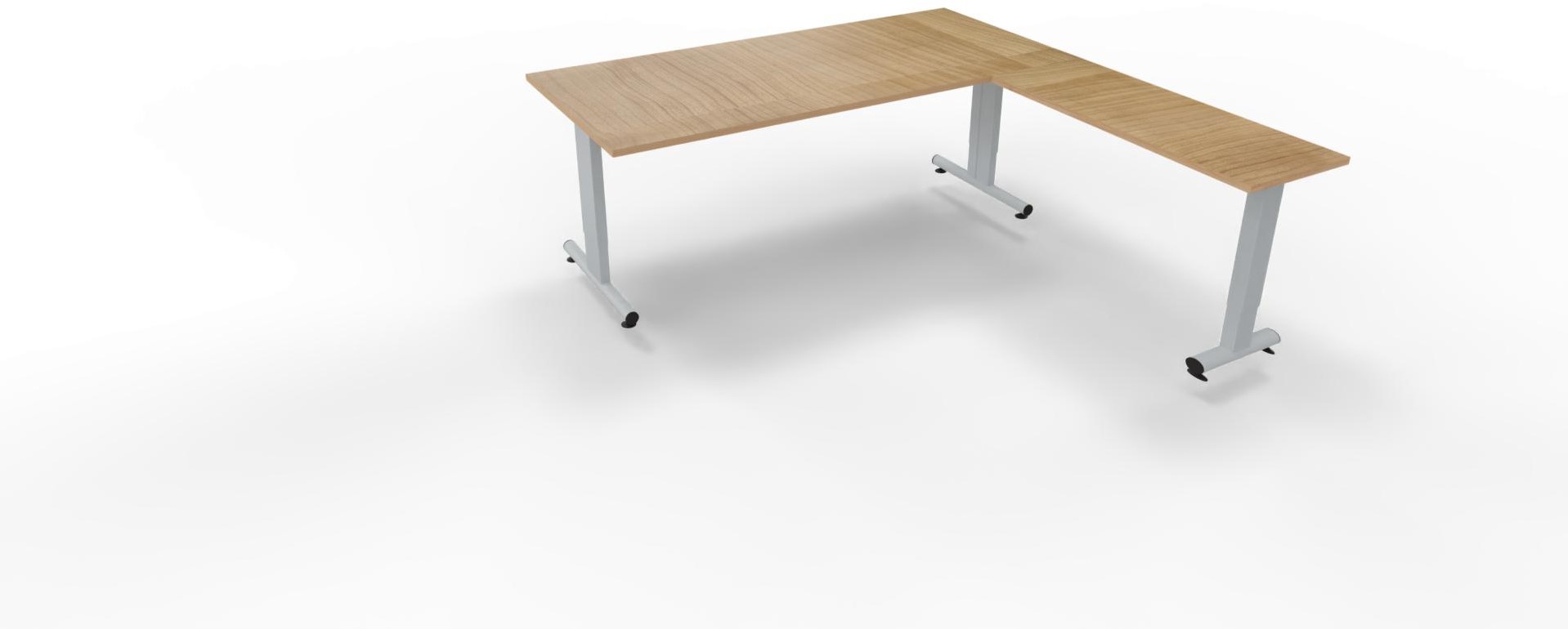 Hoekbureau 3331 smal - 200 x 90/46 x 80 cm. - Alu - Toscaans noten - GK