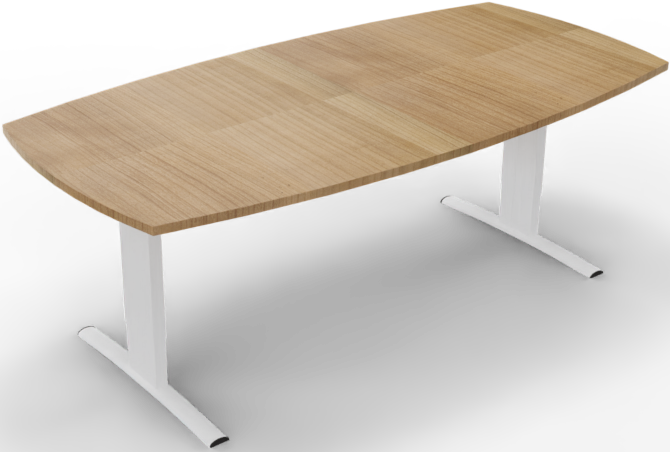 Vergadertafel 6611 tonvorm - 240 x 100/120 cm. - Wit - Toscaans noten - GK