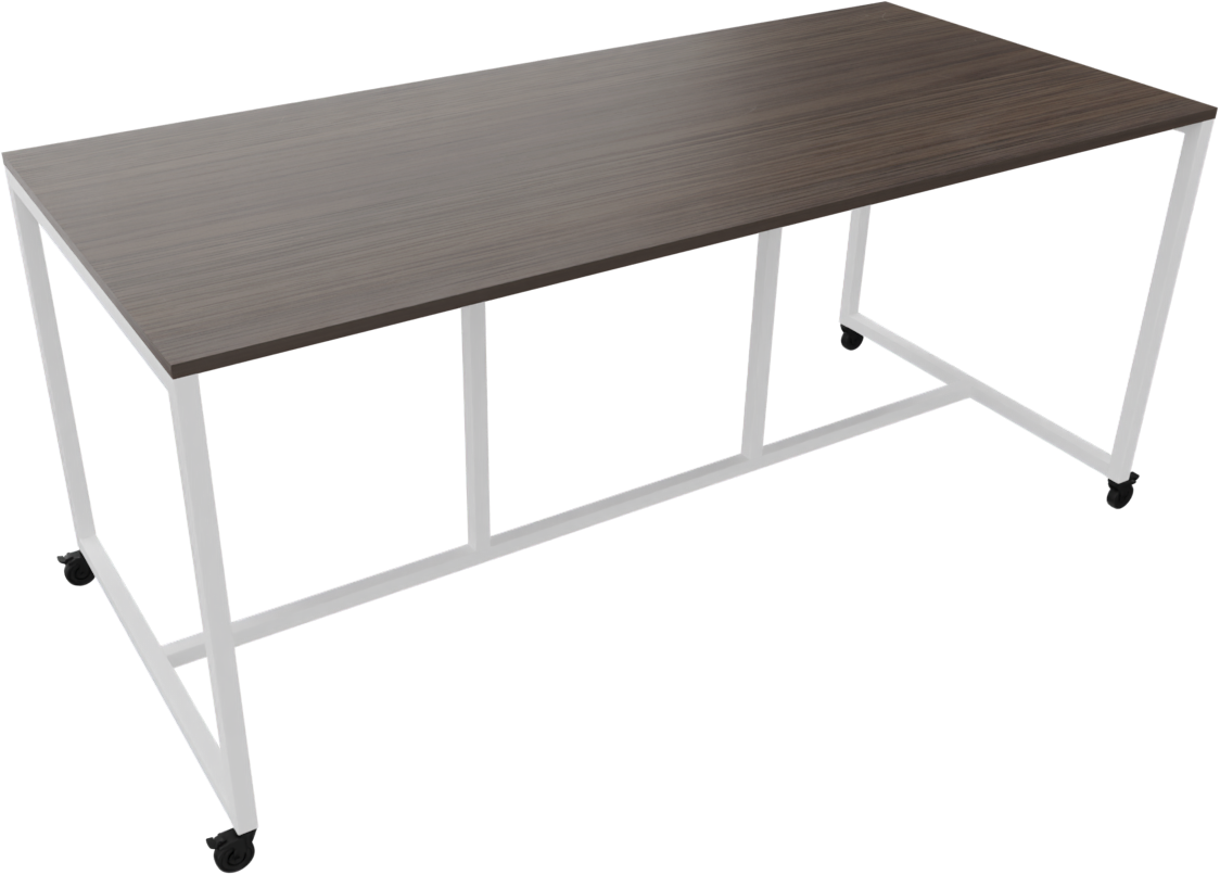 Verrijdbare vergadertafel 4911 - 240 x 108 cm. - Wit - Eiken donker - GK